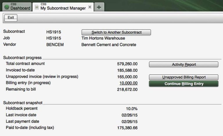 Subcontract Kiosk - Spectrum Construction Software